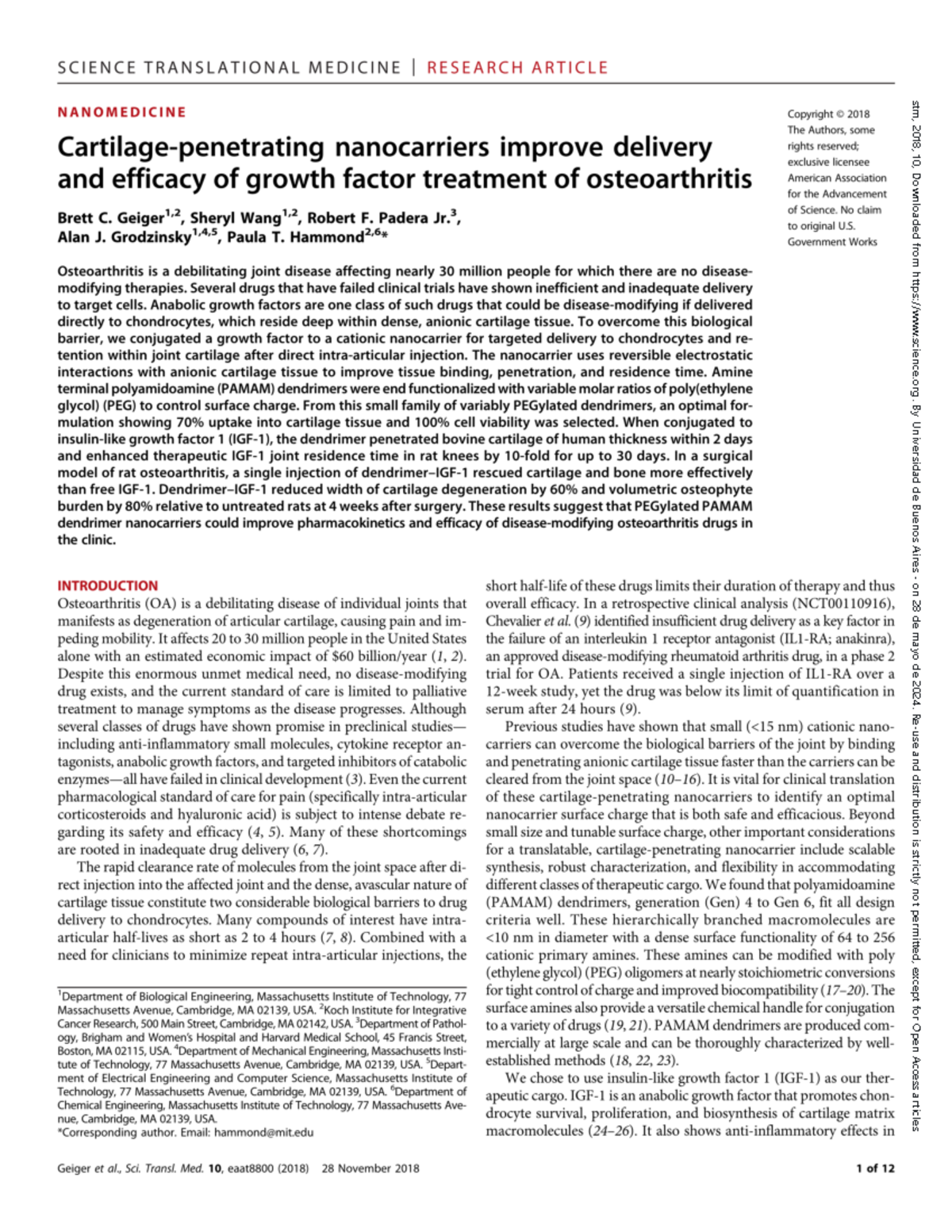 Nanocarrier Strategies for Enhancing Growth Factor Delivery in OA - Studocu