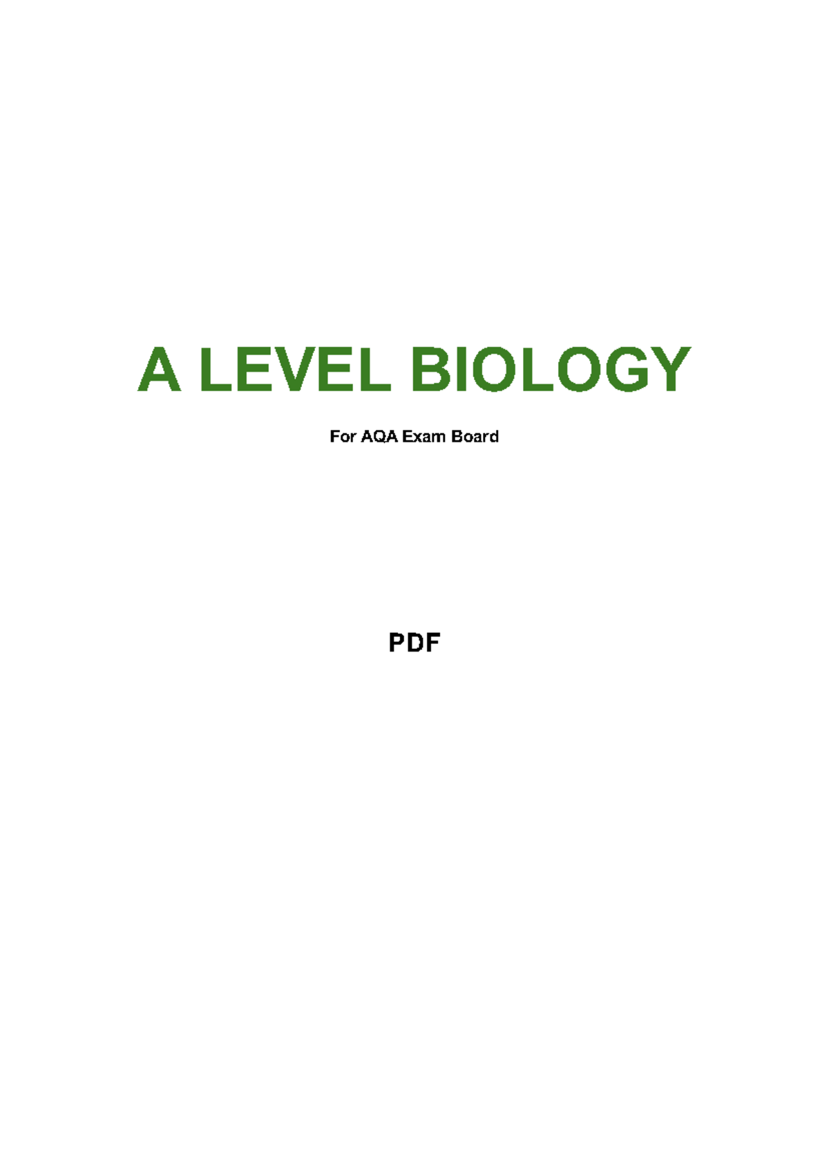 AQA A Level Biology Study Guide: Comprehensive Notes and Questions ...
