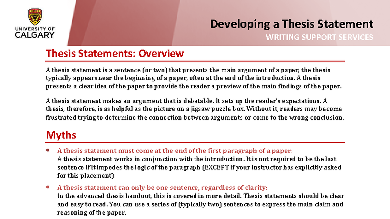 Developing a Thesis Statement: Writing Strategies Guide - Studocu