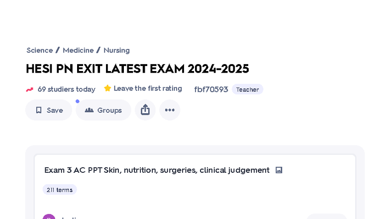 HESI PN EXIT LATEST EXAM 2024-2025 Study Flashcards - Studocu
