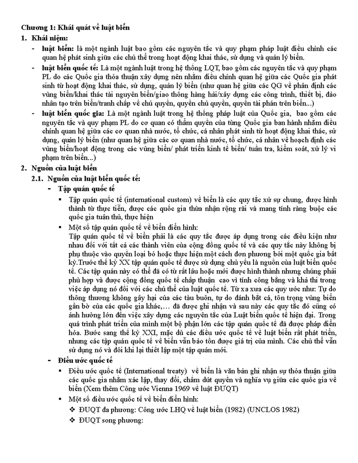 On tap luat bien - Tổng quan về Luật Biển (Môn: Luật Quốc Tế) - Studocu