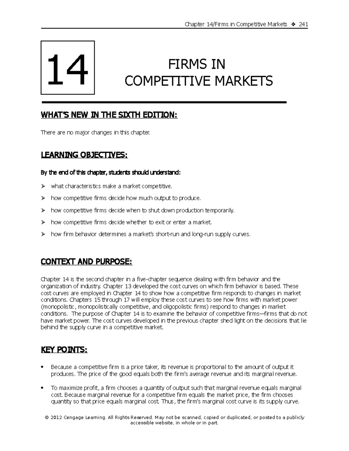 Chapter 14 - Competitive Market Behavior Overview Worksheet - Studocu