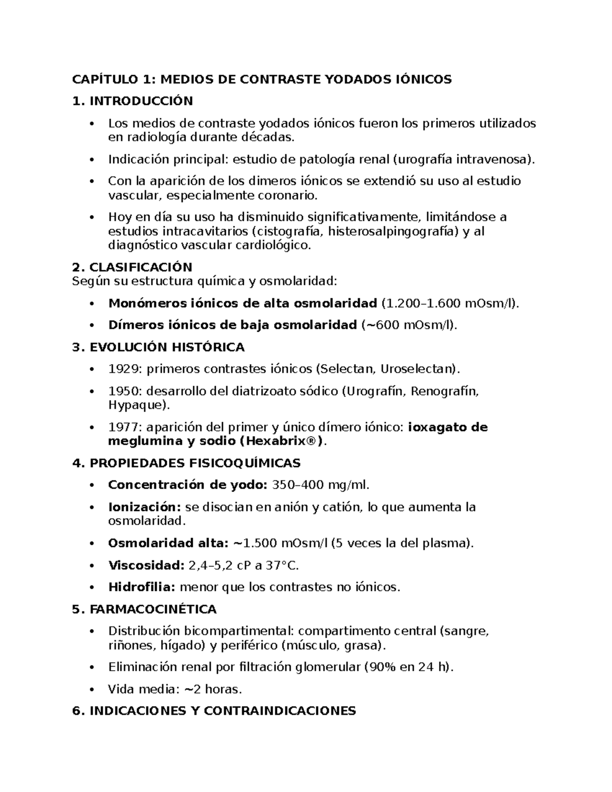 CAPÍTULO 1: MEDIOS DE CONTRASTE YODADOS IÓNICOS EN RADIOLOGÍA - Studocu