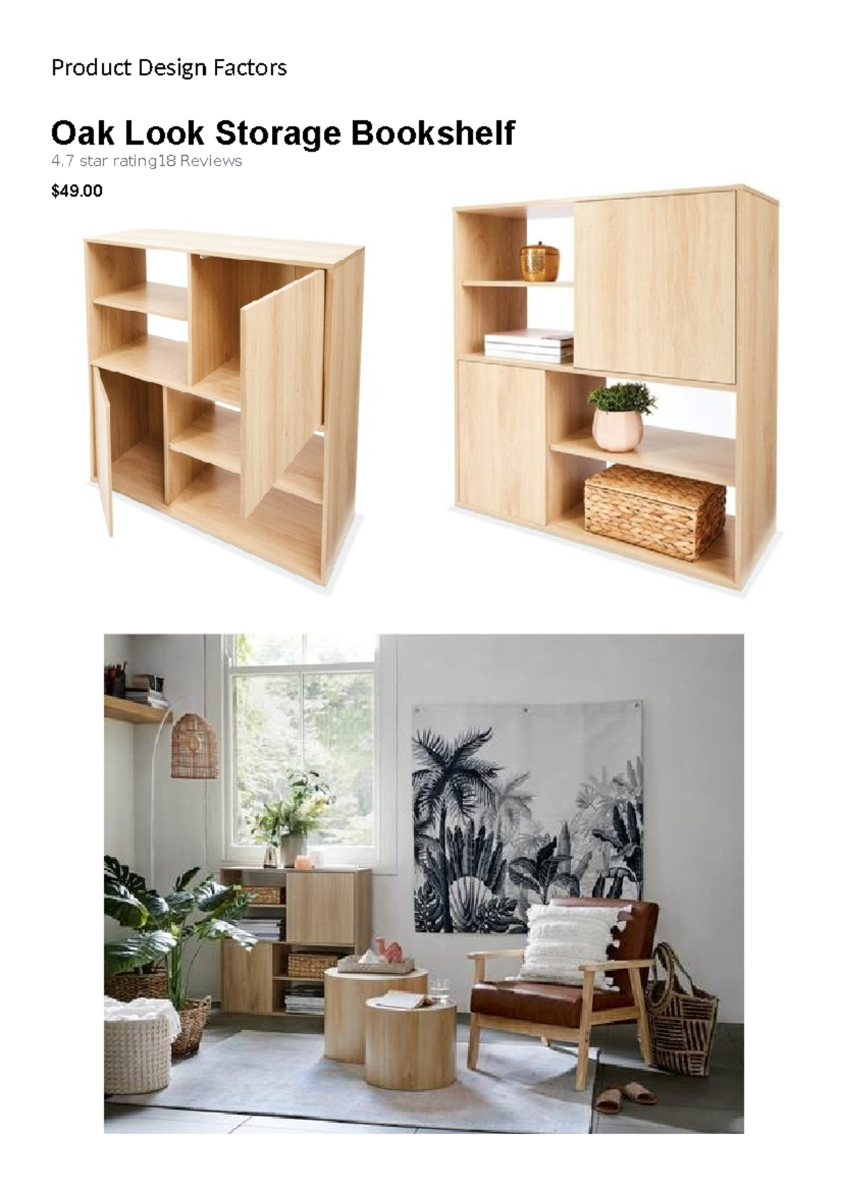 Product Design Exam Revision Worksheet: Oak Look Bookshelf Analysis ...