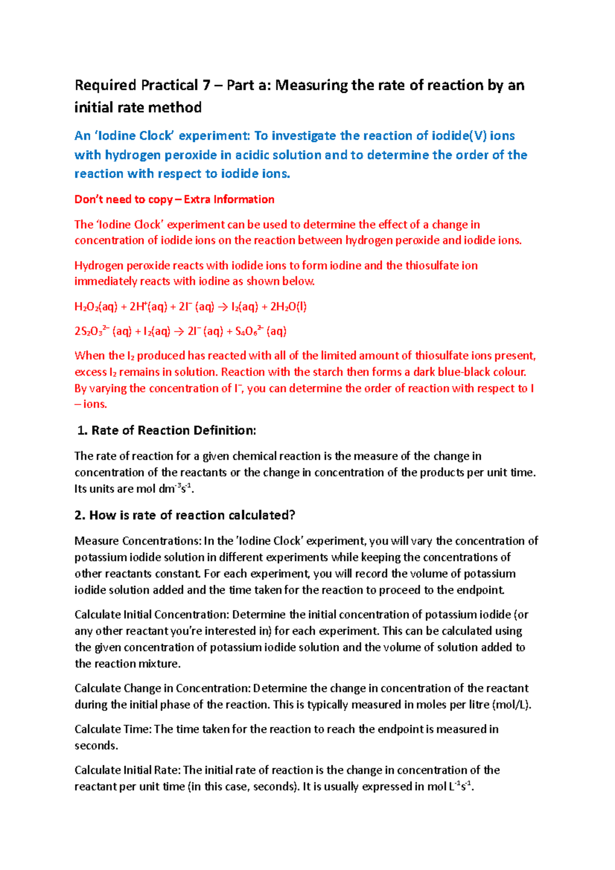 Required Practicals Year 13 AQA A Level Chemistry - Required Practical ...