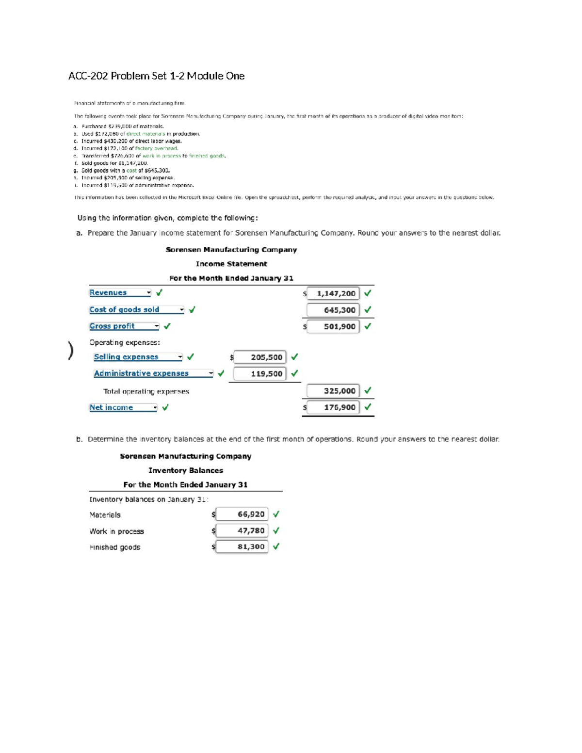 ACC-202 Problem Set 1 & 2 - Module 1 Analysis and Solutions - Studocu