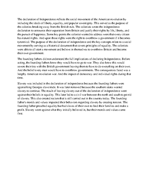 IDS-405 Module One Short Paper - The Declaration of Independence serves ...