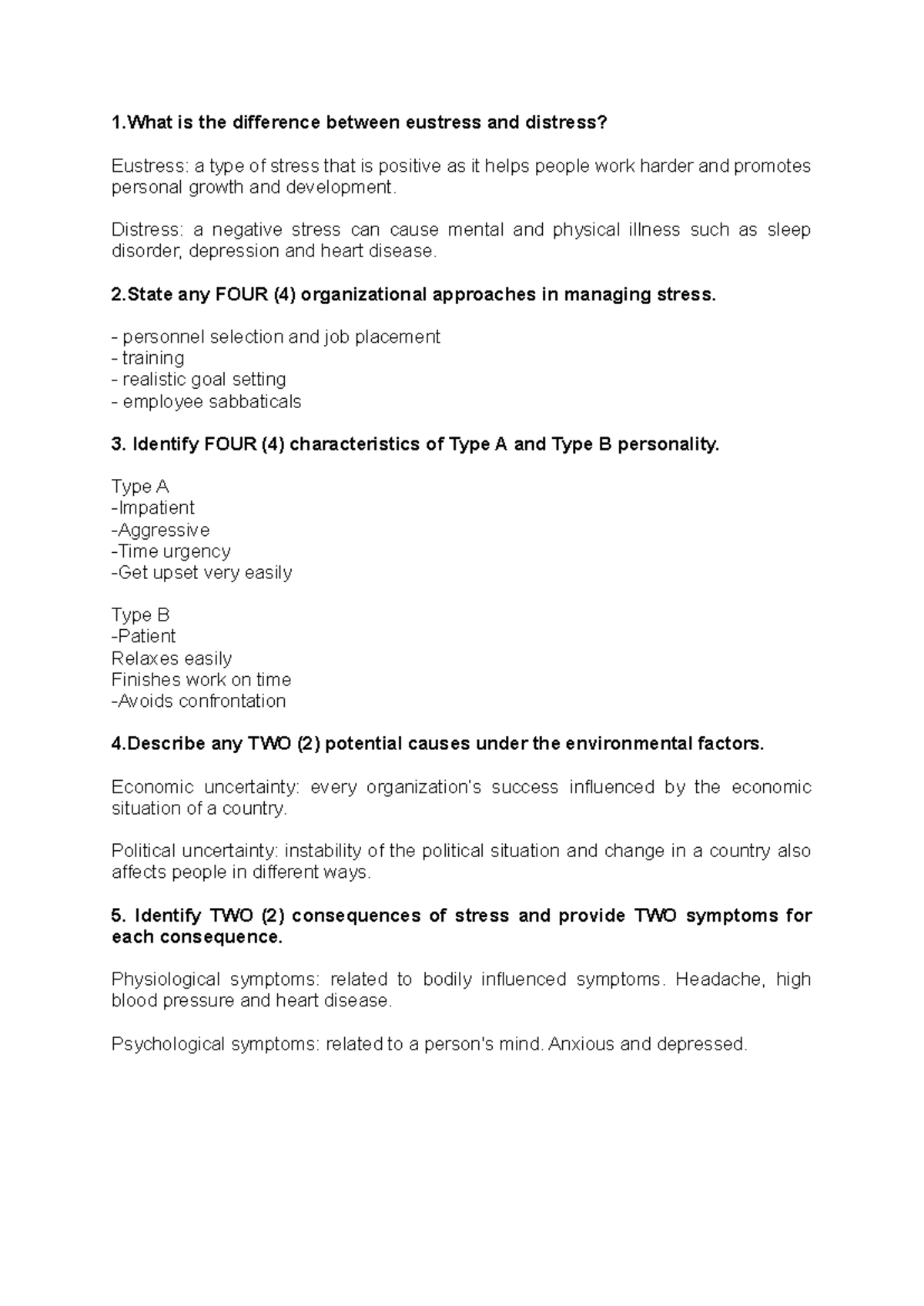 OBM260 WEEK 9 - Understanding Eustress, Distress, and Stress Management ...
