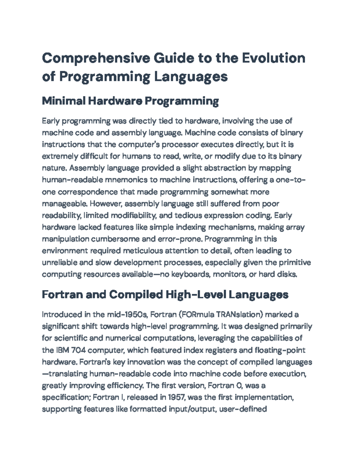 Comprehensive Guide to the Evolution of Programming Languages (CS101) - Studocu
