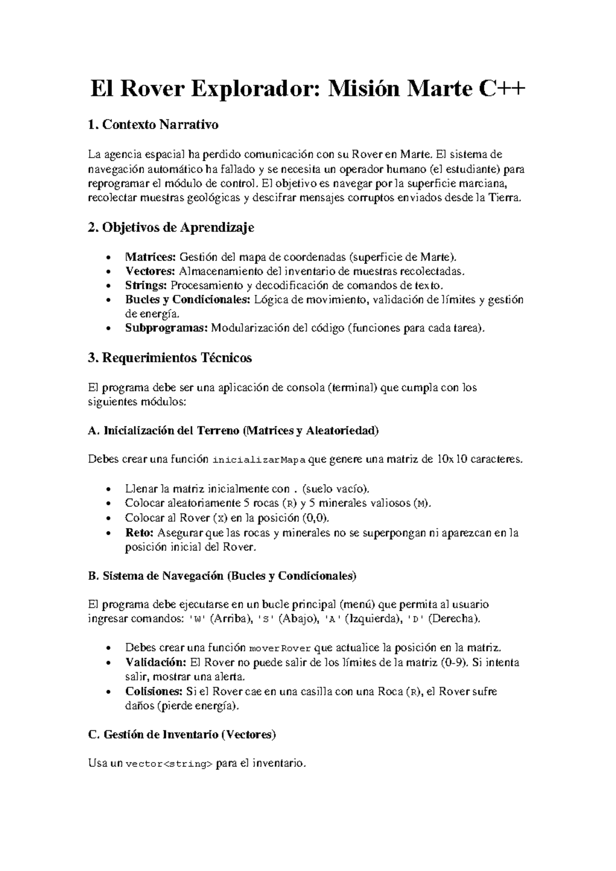 D10: Reto de Programación - Misión Rover en Marte - Studocu