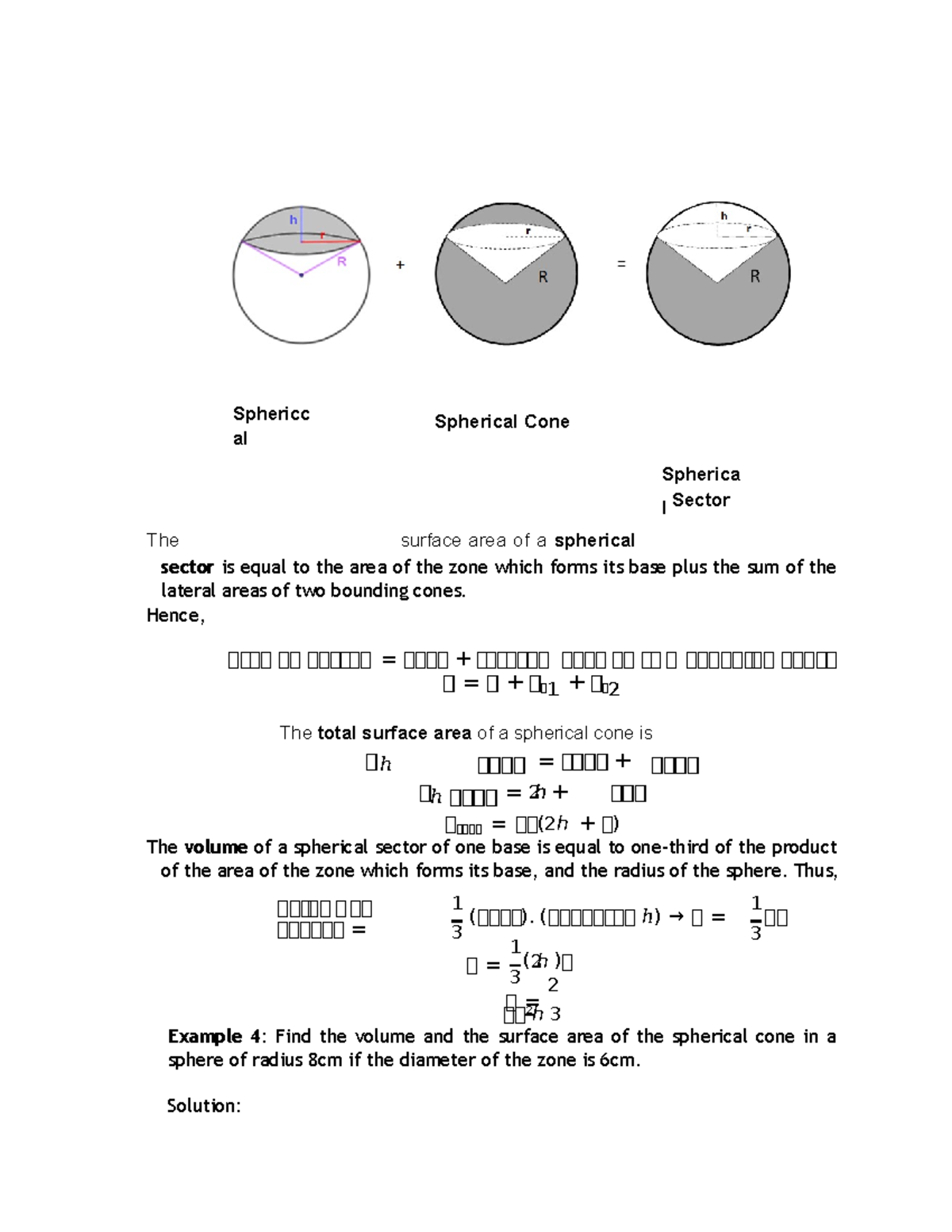Spherical sector - Sphericc al Spherical Cone Spherica l Sector The ...