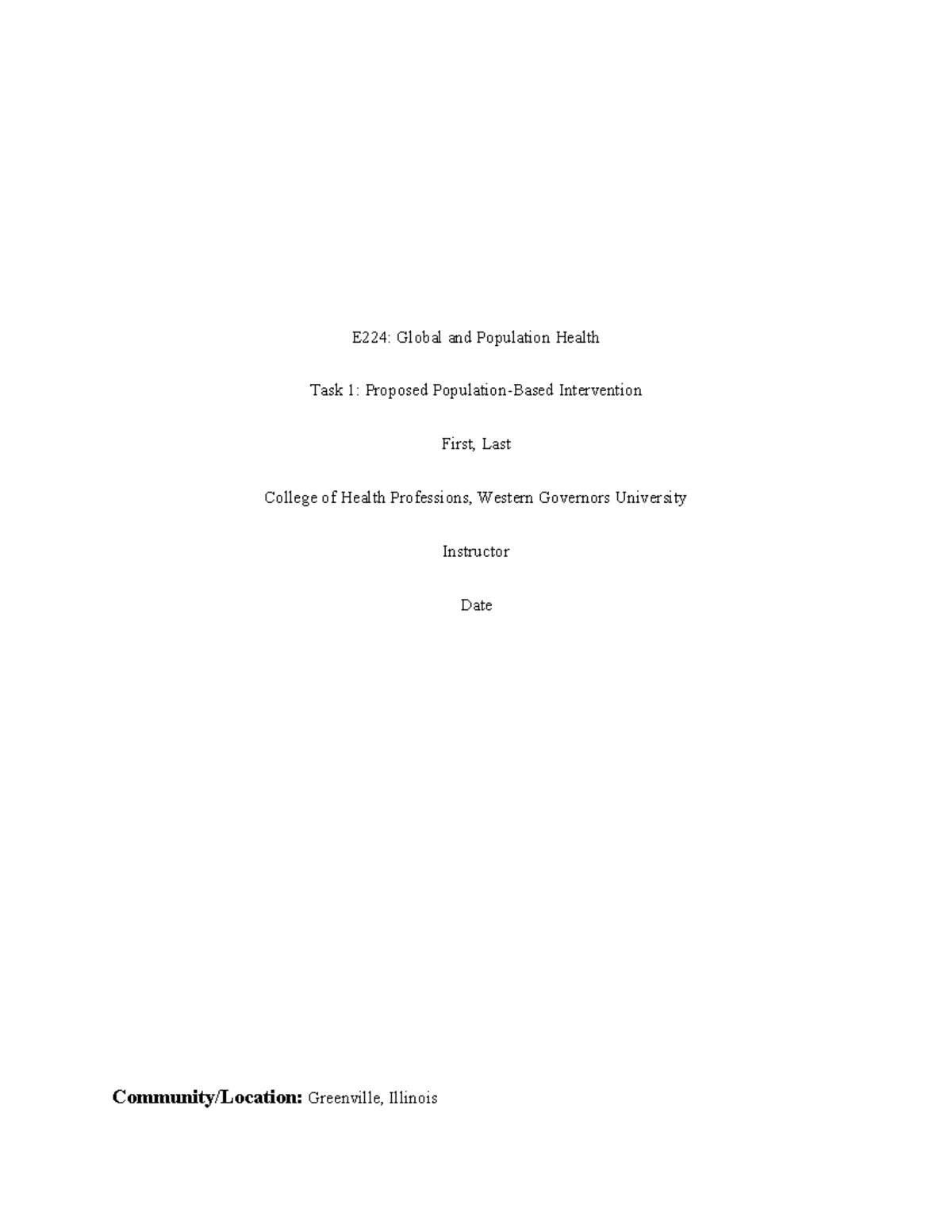 E224: Global & Population Health Task 1 - Proposed Intervention for ...