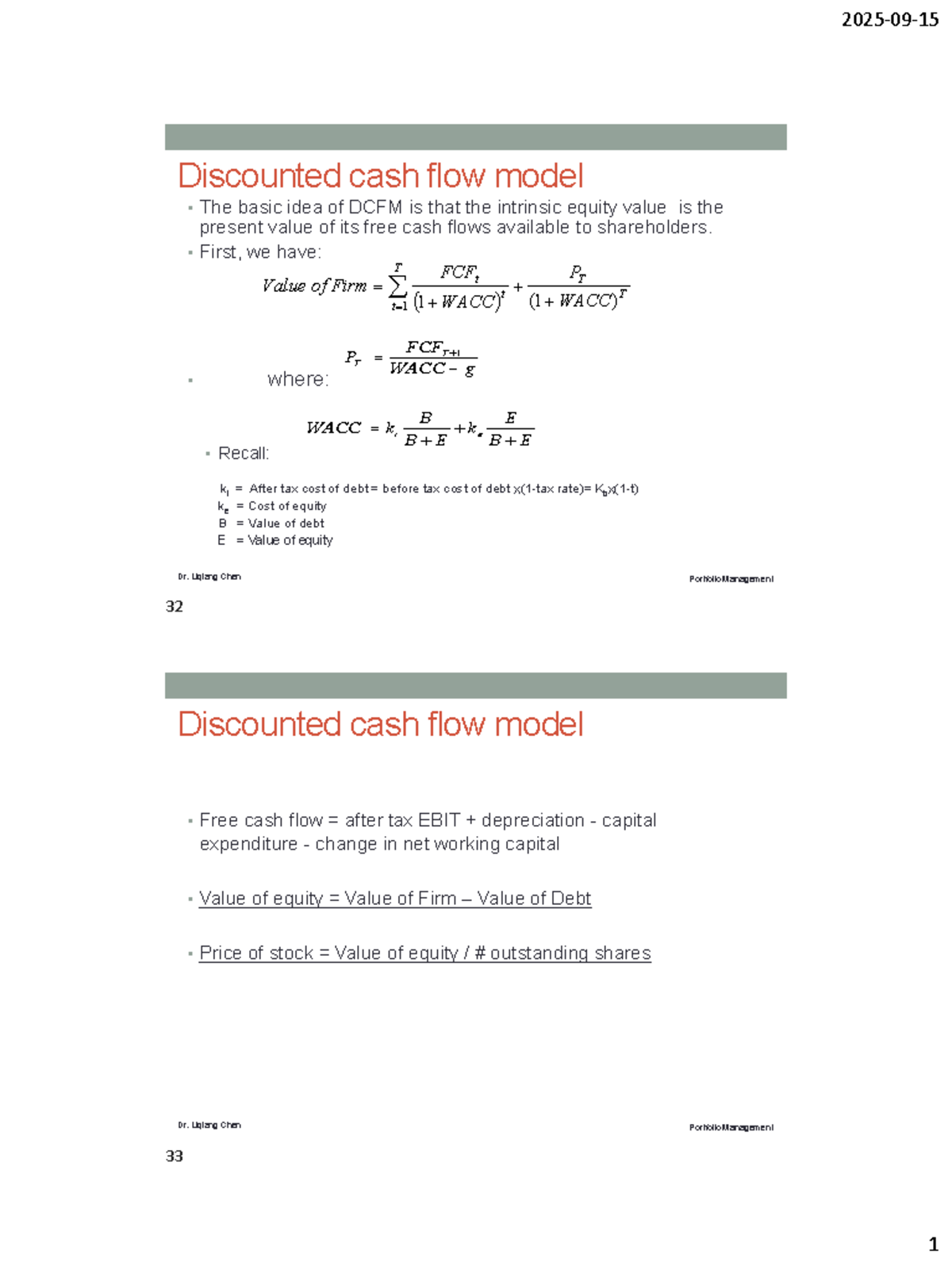 Portfolio Management 32: Discounted Cash Flow Model Analysis - Studocu