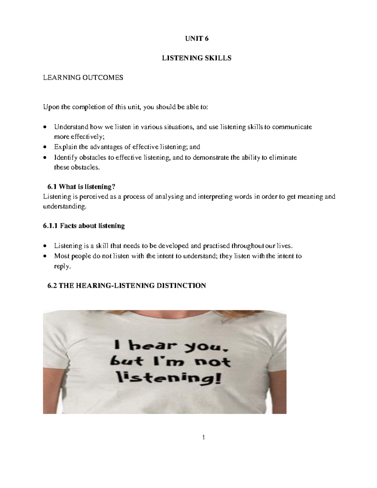 Unit 6 Lecture Notes Enhancing Listening Skills Techniques Studocu