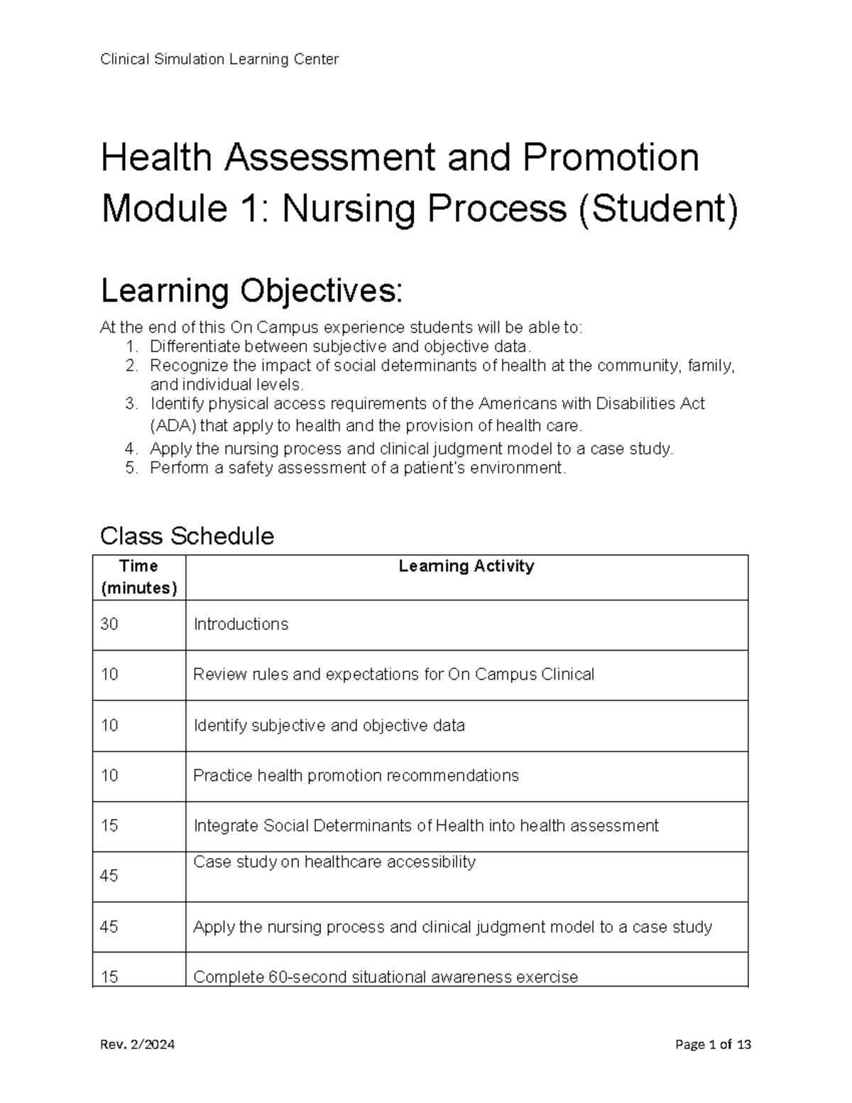 HAP 101 Module 1: Understanding the Nursing Process for Health ...