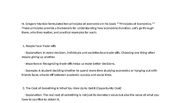 Econ 101: Mankiw's 10 Principles of Economics Explained - Studocu