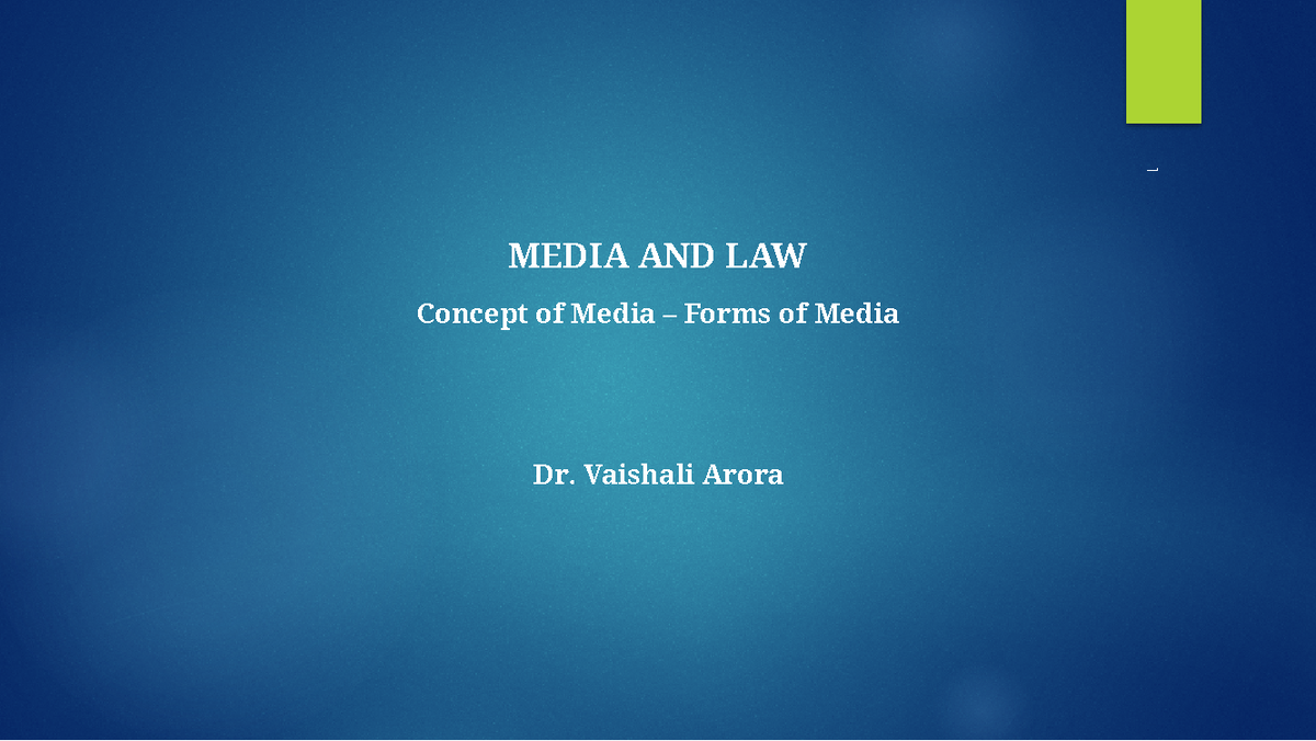 Concept of Media and Its Forms: A Comprehensive Overview - Studocu