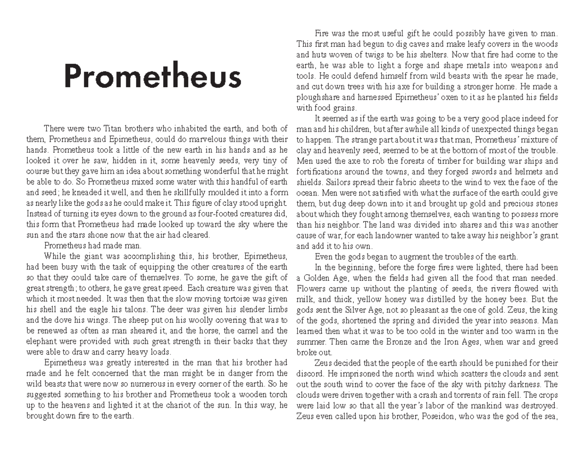 Prometheus - Prometheus took a little of the new earth in his hands and ...