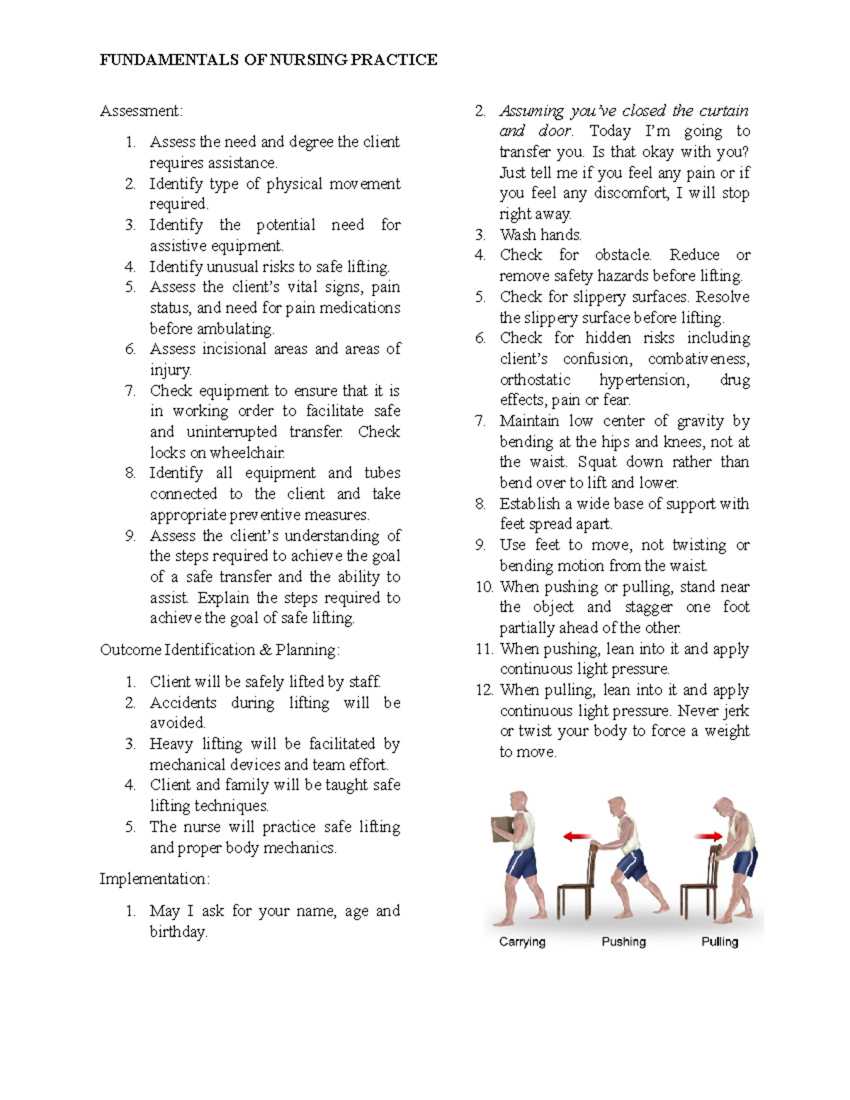 Proper Body Mechanics in Nursing Practice: Safe Lifting Strategies ...