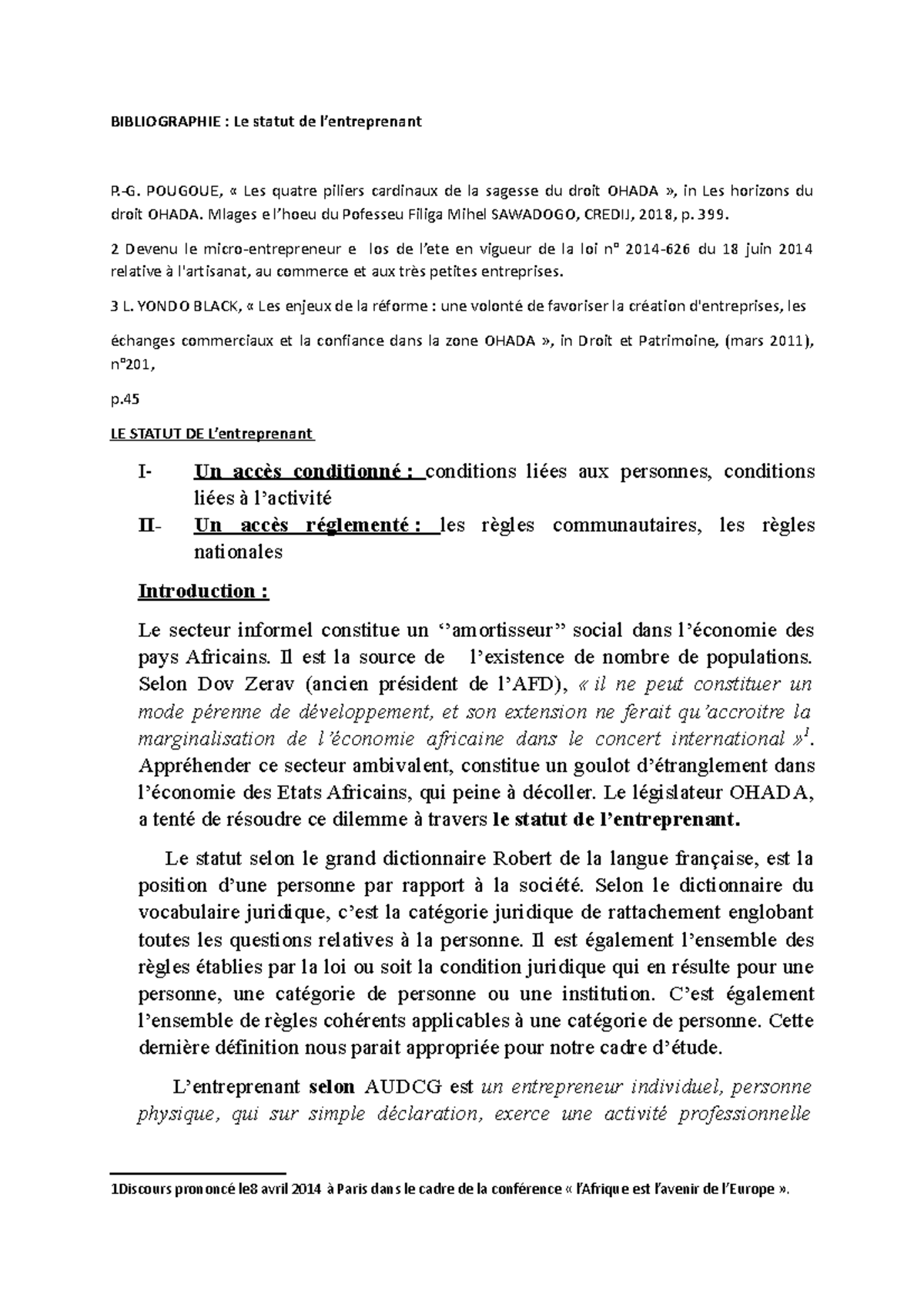 Le Statut de l’Entreprenant : Conditions et Avantages - Droit OHADA ...