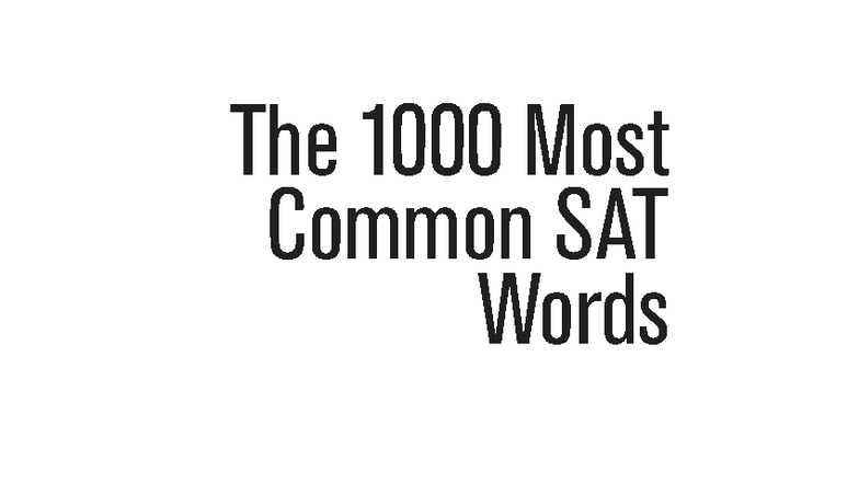 SAT Vocabulary List: Common Words and Definitions - Studocu