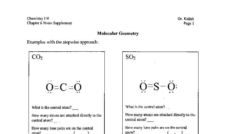 CIH Ch 6 Molecular Geometry Supplement Notes - Studocu