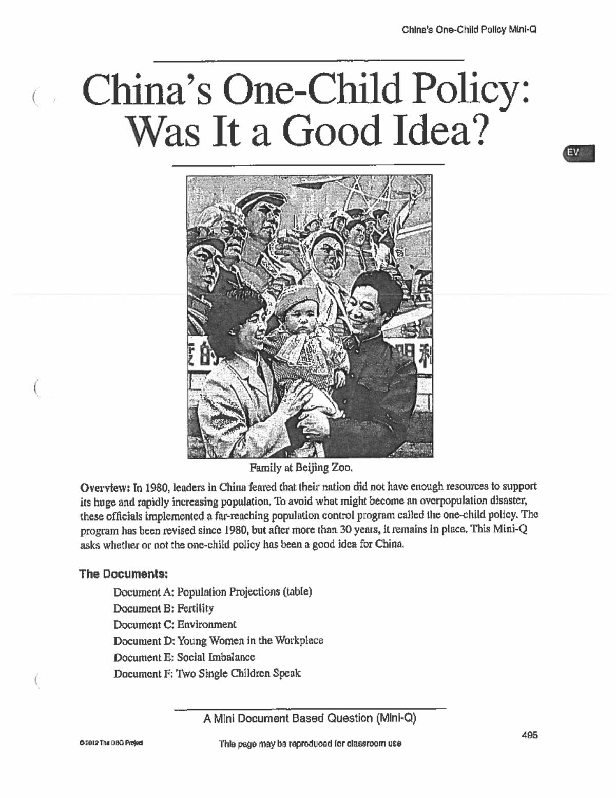 EV Family: Evaluating the One-Child Policy in China - Studocu