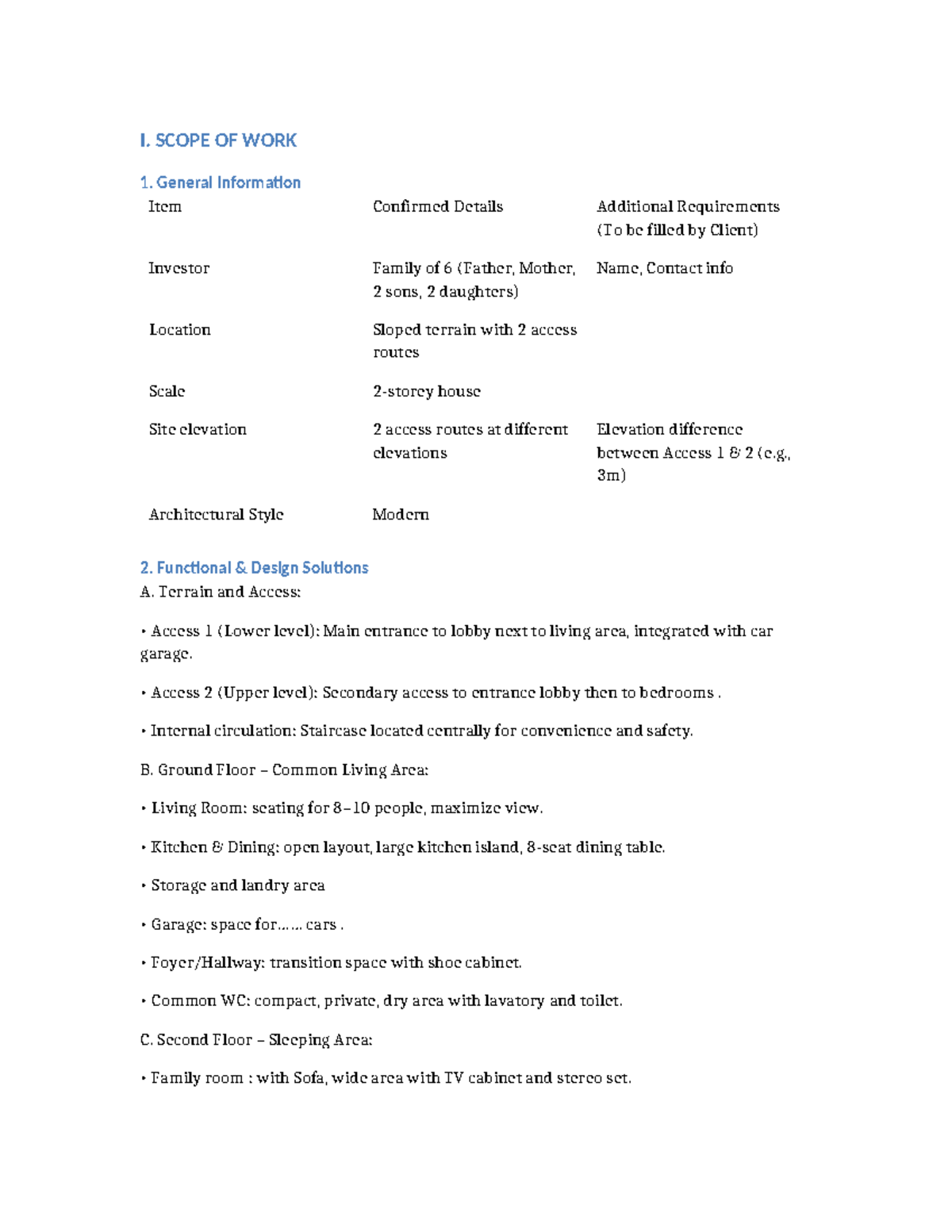 Scope of Work for Villa Design - NVTK Project - Studocu