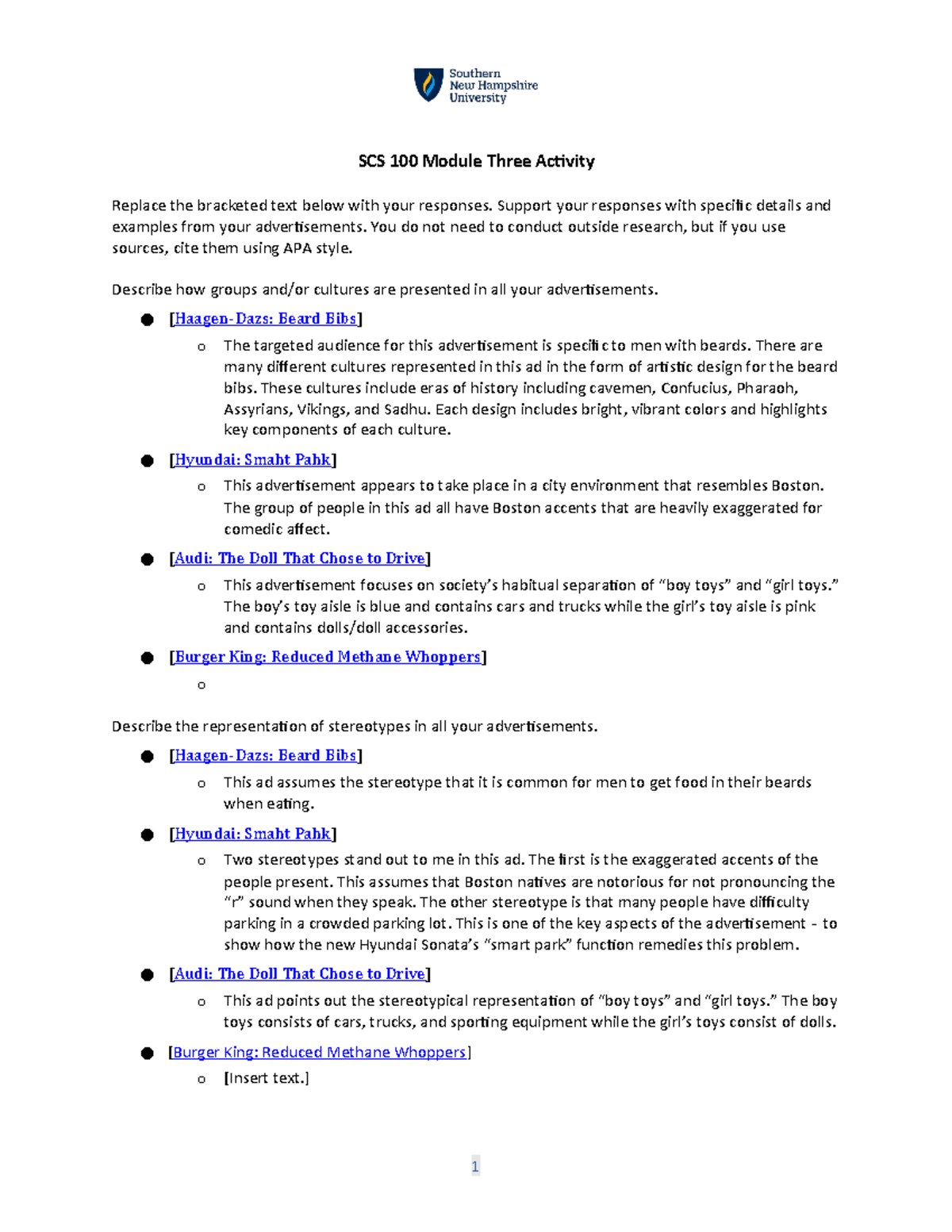 Scs 100 Module Three Activity Scs 100 Module Three Activity Replace The Bracketed Text Below