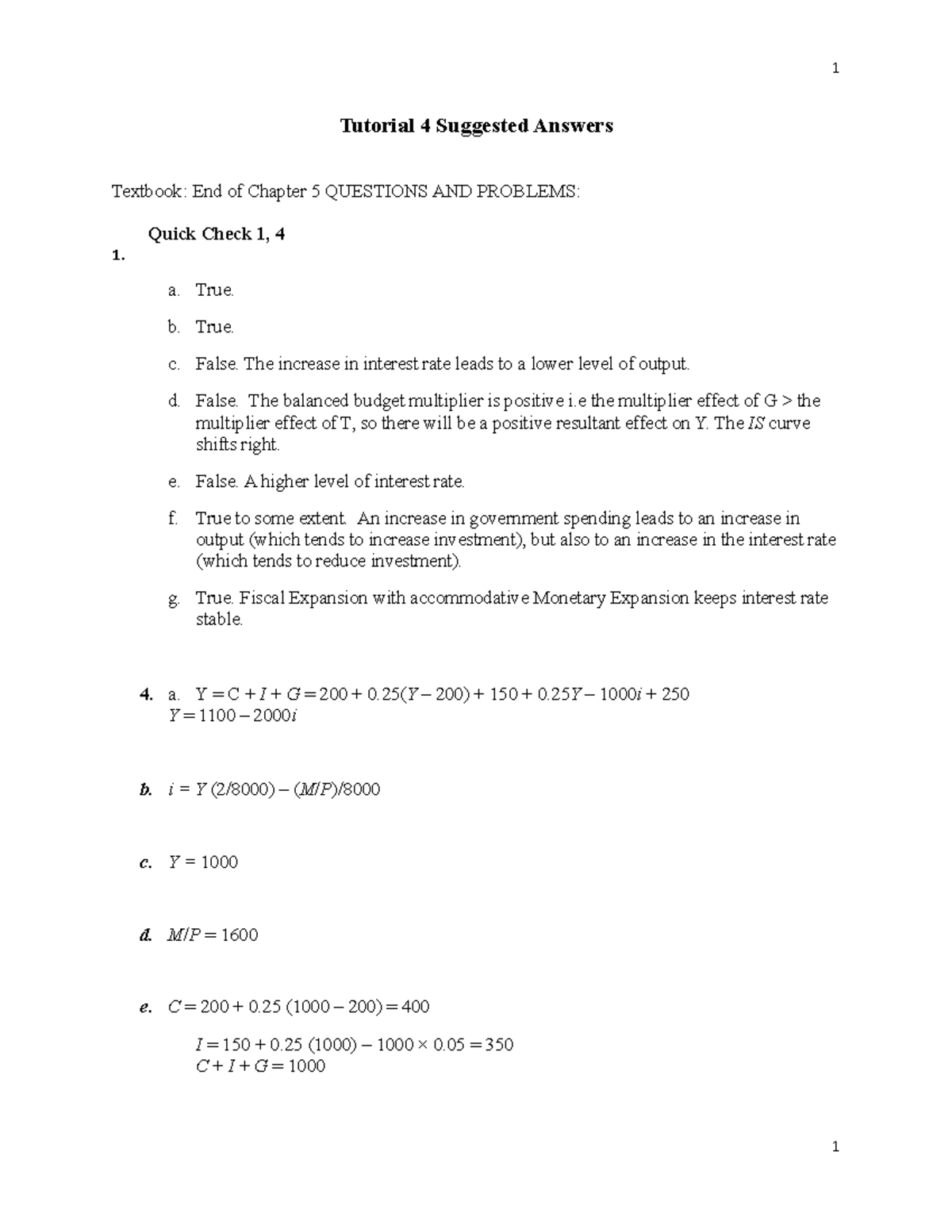 EC 201 (O) Tutorial 4 Suggested Answers - Tutorial 4 Suggested Answers ...