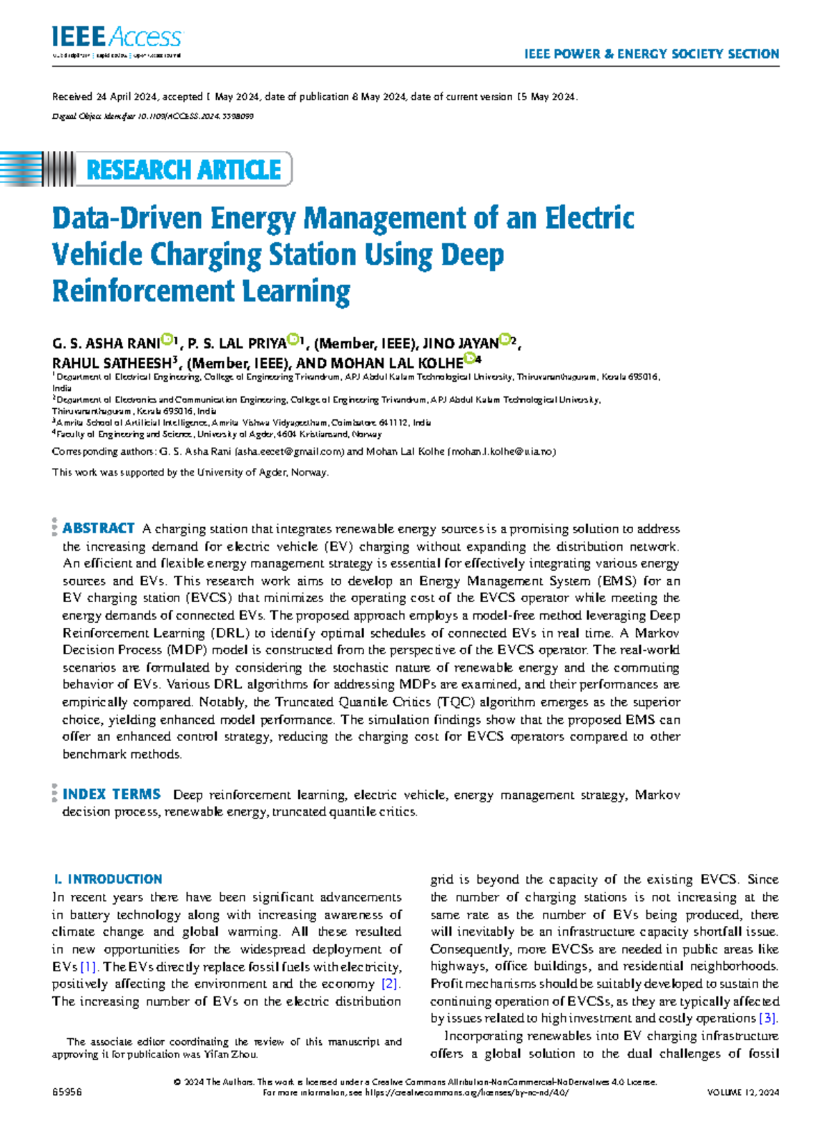 Data-Driven Energy Management of EV Charging Station Using DRL - Studocu