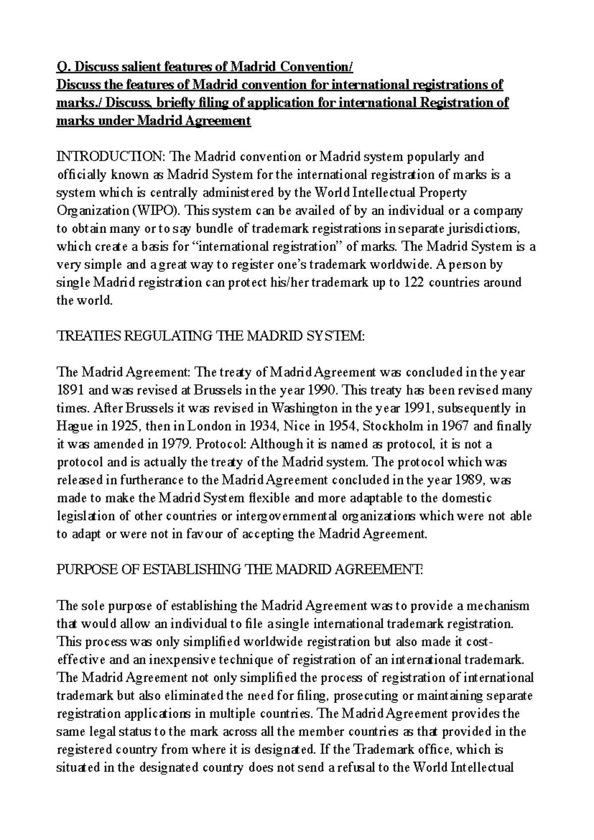 Unit 5 - IPR: Key Features of the Madrid System for Trademarks - Studocu