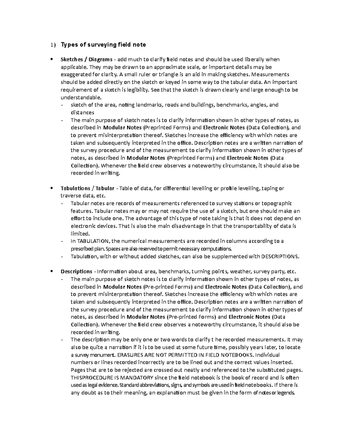 Surveying Field Notes - 1) Types of surveying field note Sketches ...