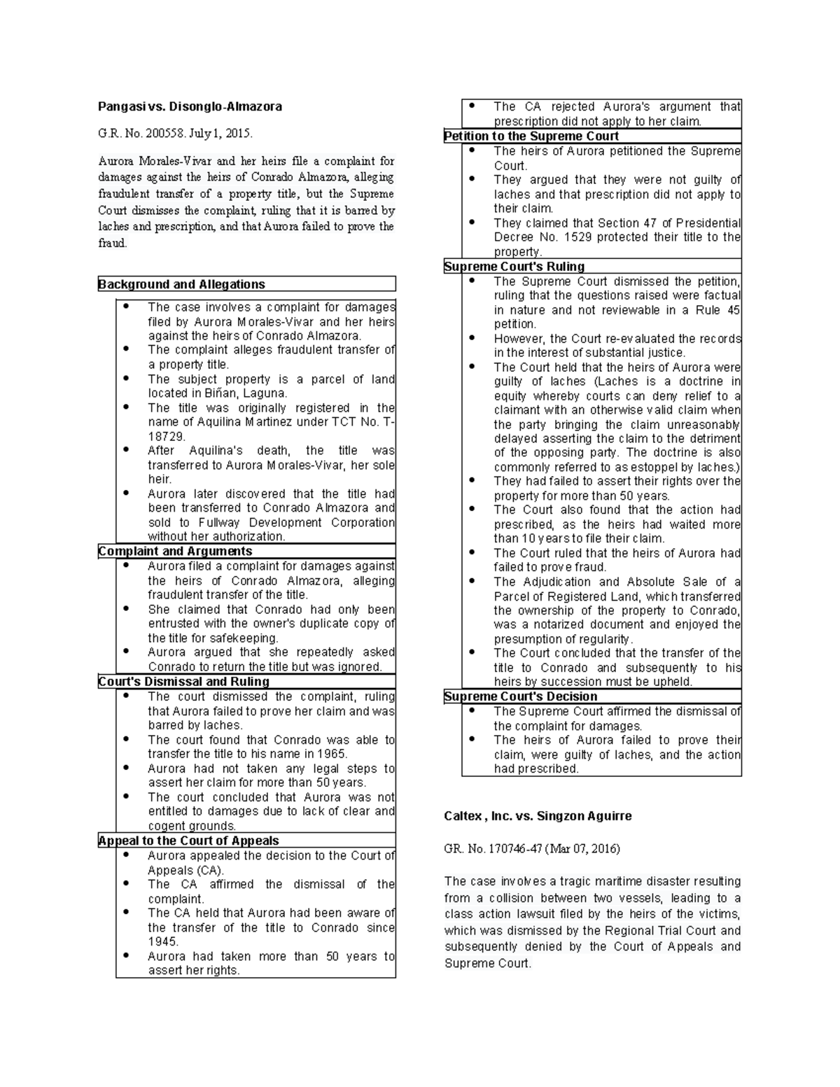 Set 1 Case Readings for Oblicon: Key Supreme Court Rulings and Analysis ...