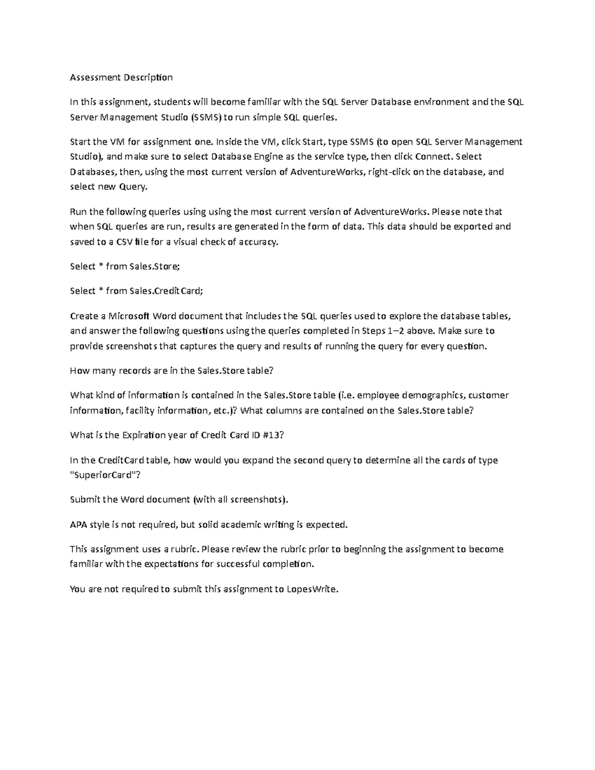 SQL Server Queries Exploration Assignment (CS101) - Studocu