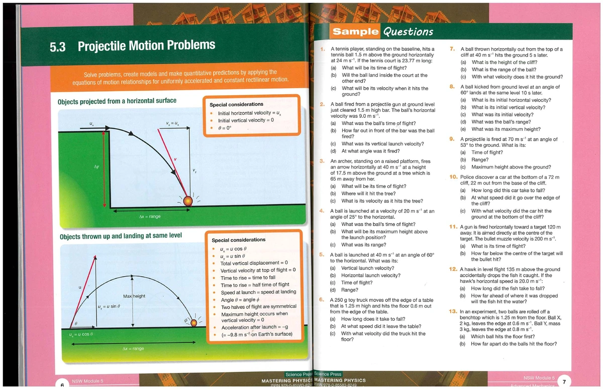 5.2 Analysing projectile motion - Sample Questions 5 Analysing ...