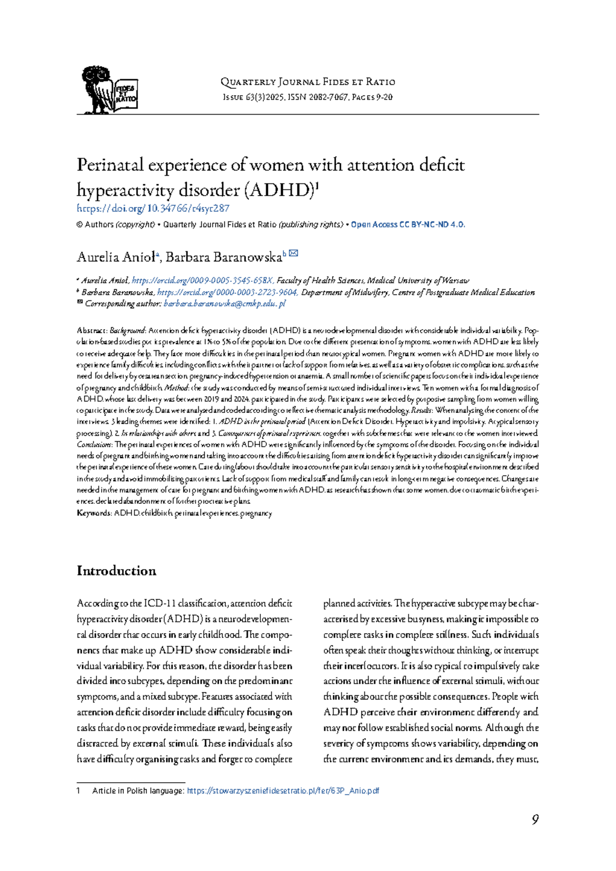 Perinatal Experiences of Women with ADHD: Insights from Interviews ...