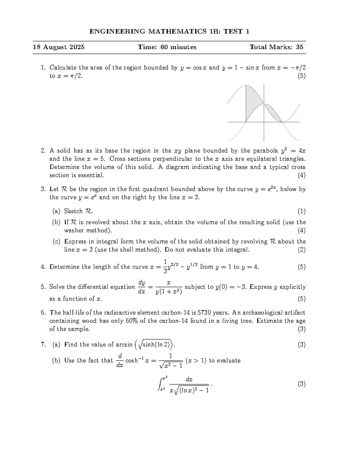 ENG MAT 1B: Test 1 Solutions - 18 August 2025 - Studocu