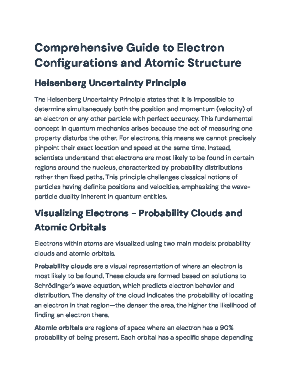Comprehensive Guide to Electron Configurations & Atomic Structure - Studocu