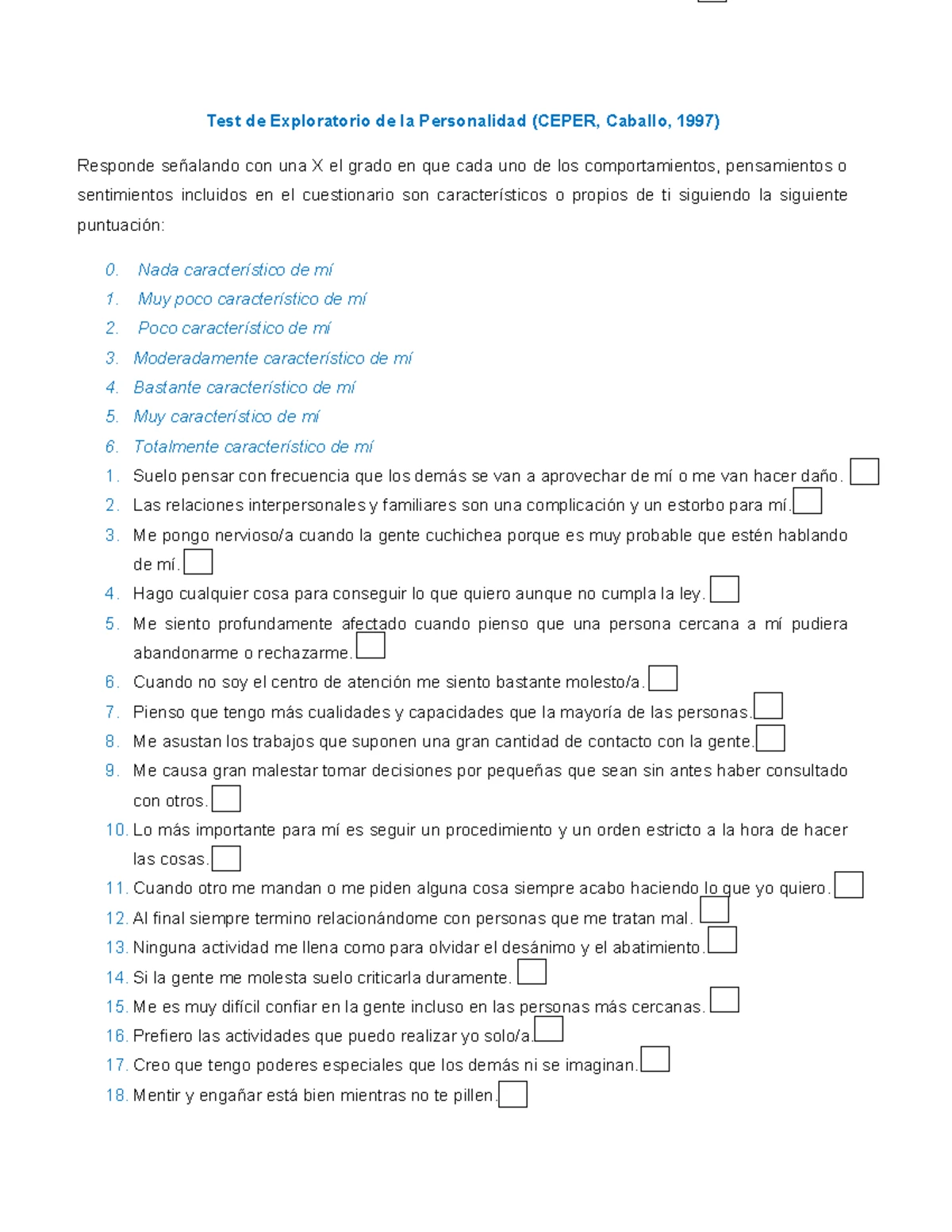 YSQ short español - TEST - CUESTIONARIO DE ESQUEMAS DE YOUNG YSQ - S ...