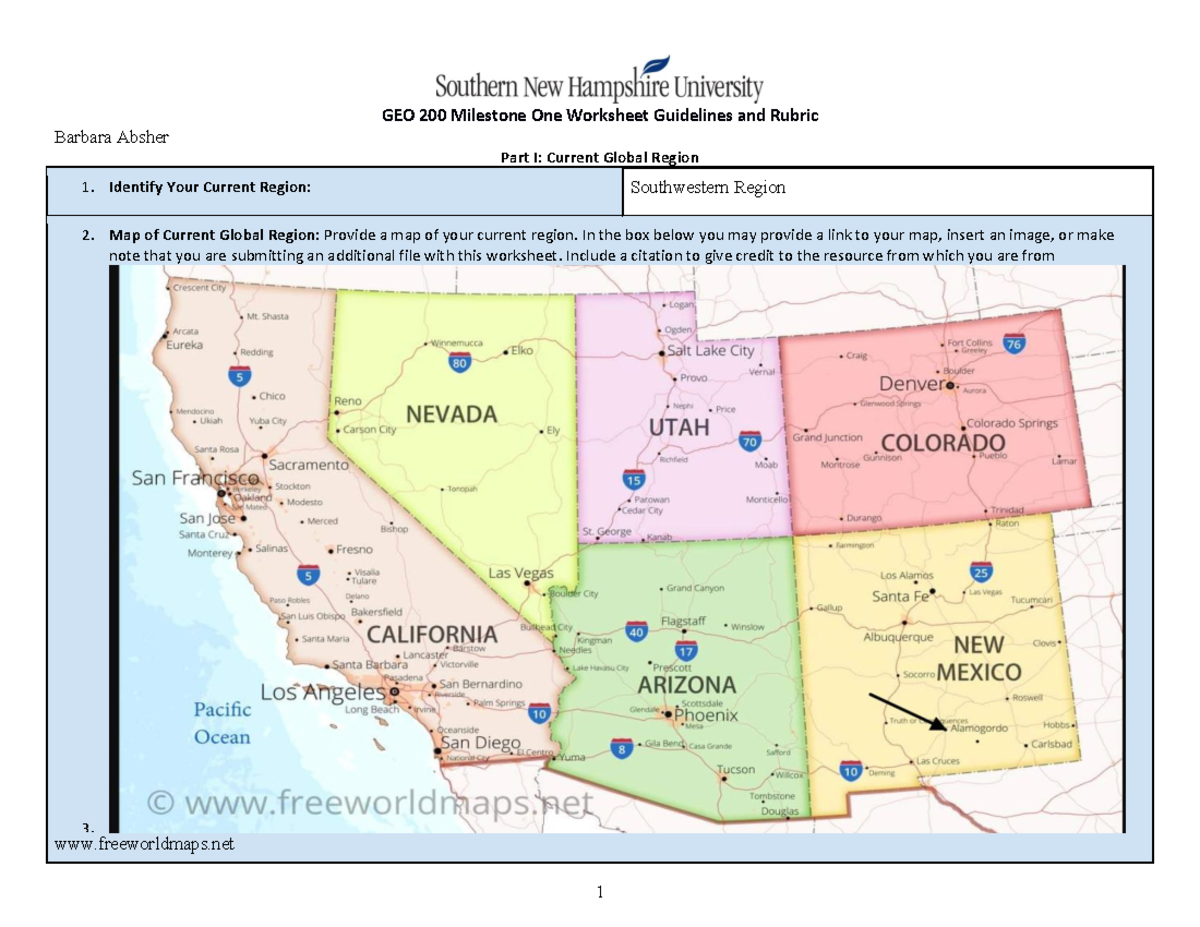 GEO 200 Milestone One Worksheet: Analyzing Global Regions - Studocu