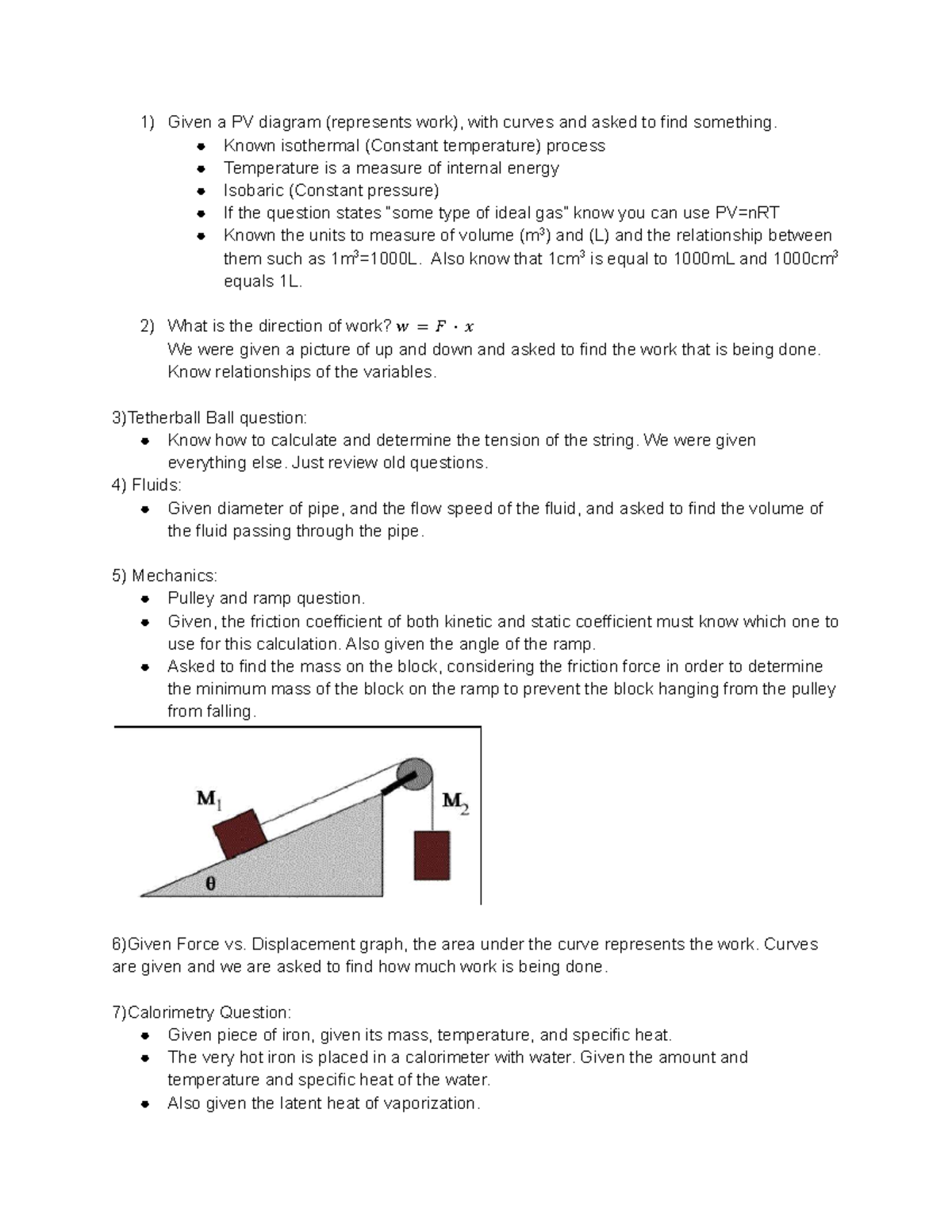 Physics Final Exam Review: Work, Fluids, Mechanics & Kinematics - Studocu