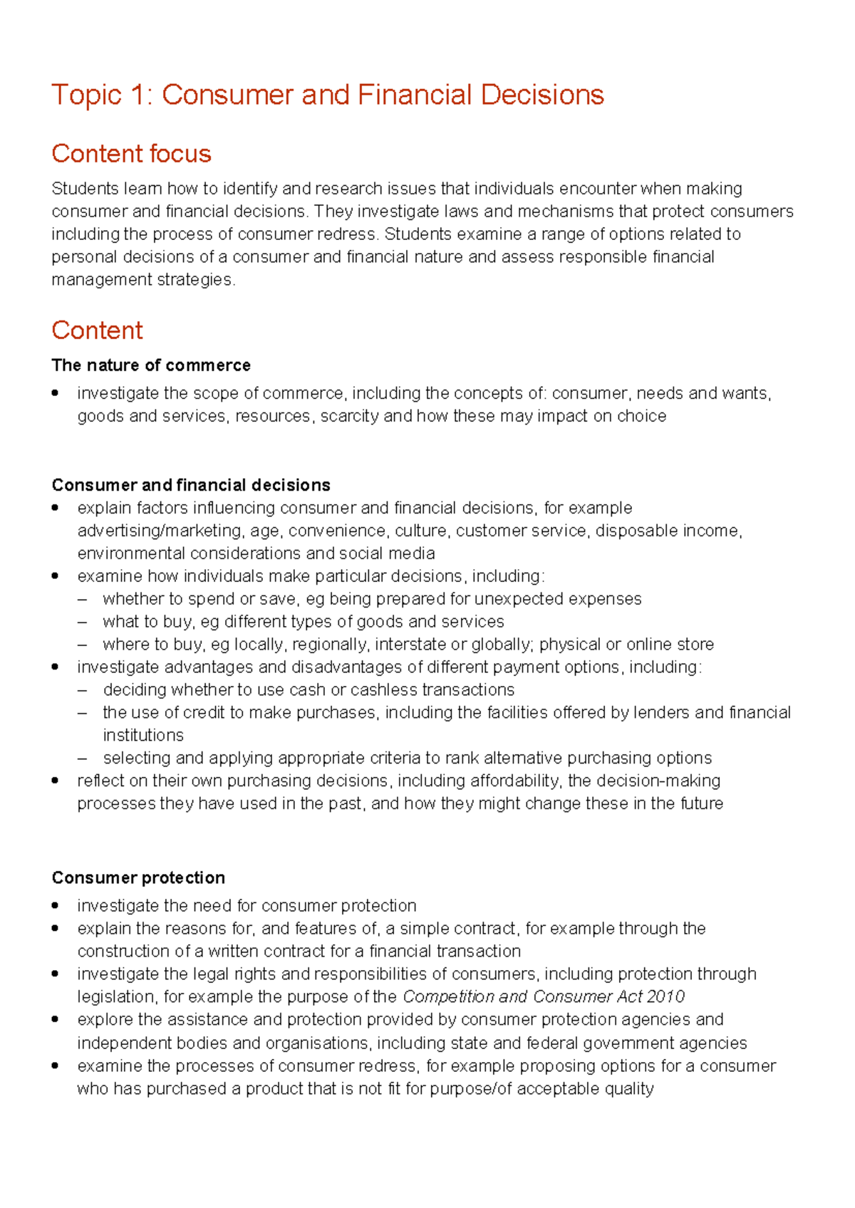 Half Yearly 9 Commerce: Consumer & Financial Decisions Syllabus - Studocu