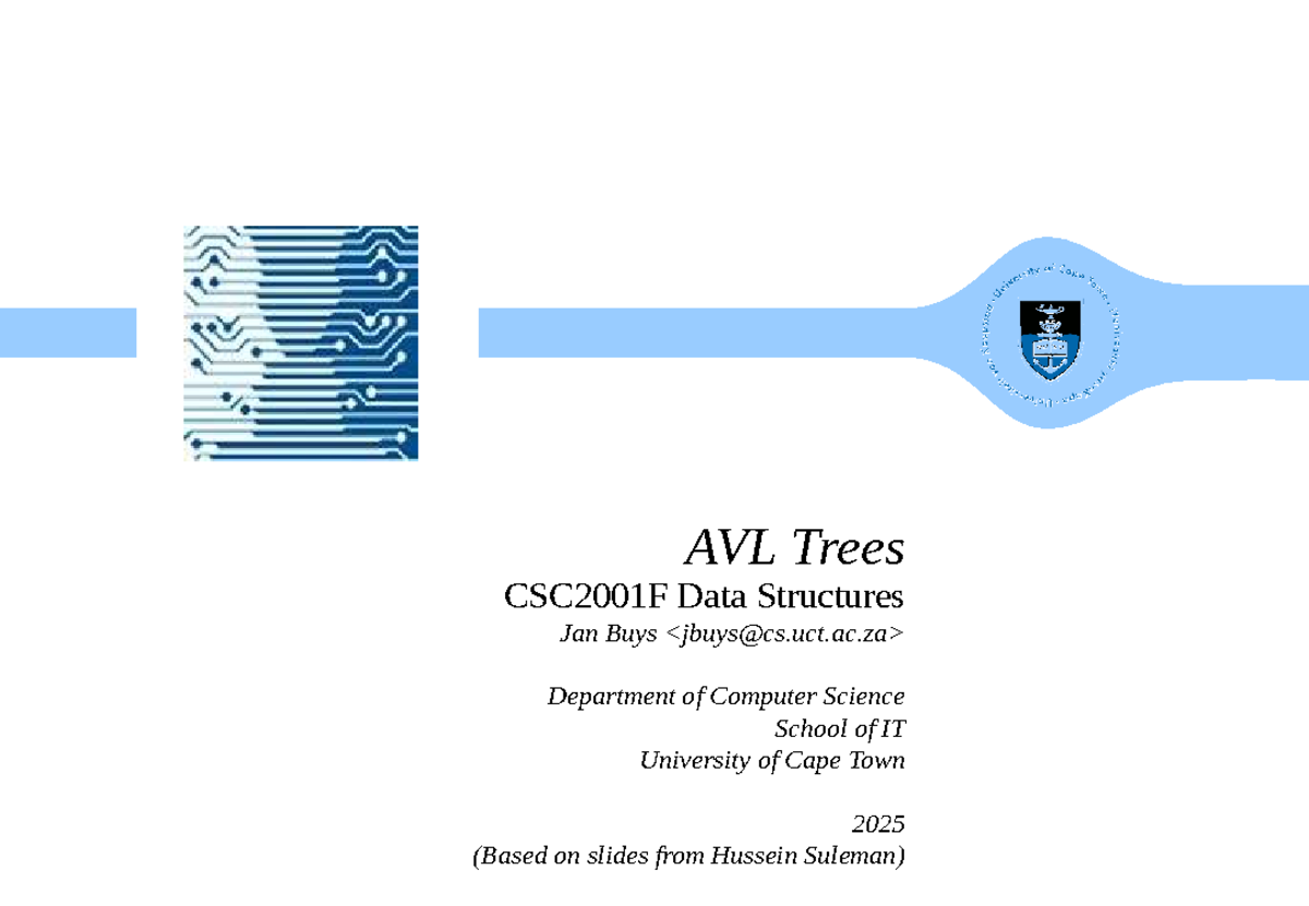 Csc2001 f 2025 7 avl trees - AVL Trees CSC2001F Data Structures Jan ...