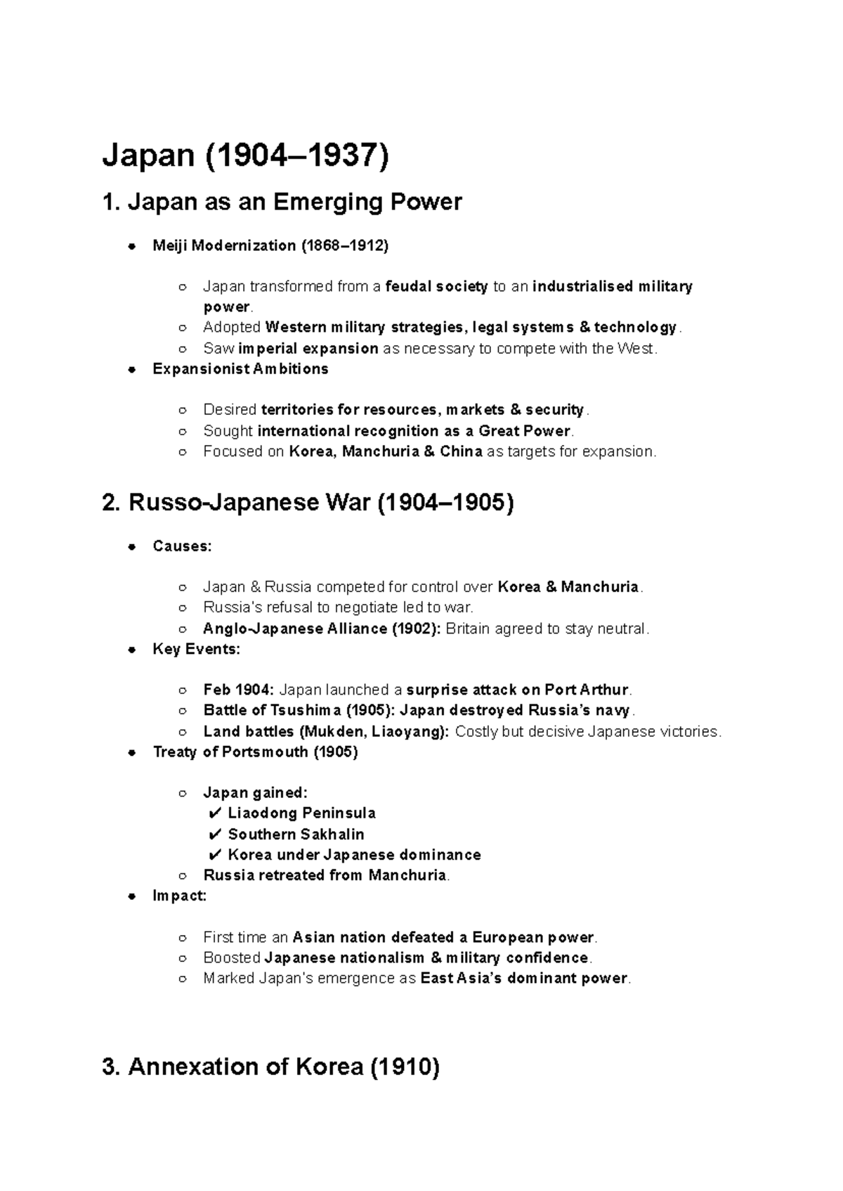 Japan's Rise as a Global Power (1904-1937): From Feudalism to ...