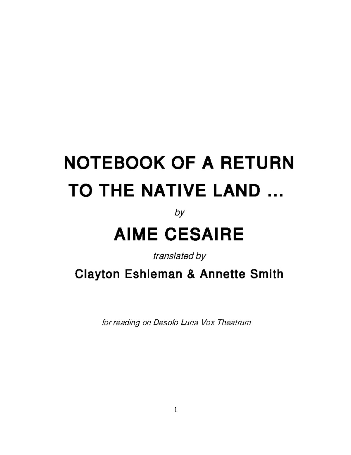 AIME Cesaire - Notebook of a Return to a Native Land Analysis - Studocu