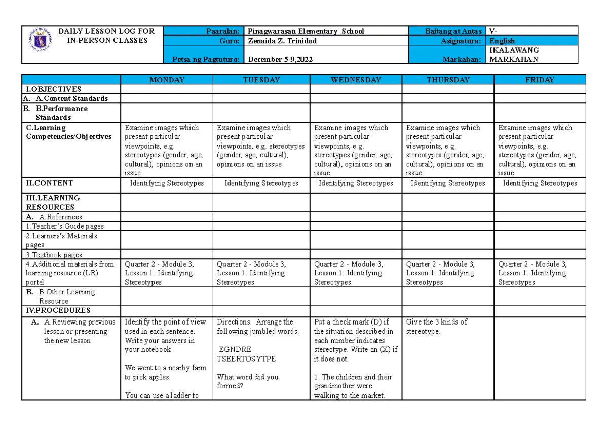 Sample Objectives for three Domains - COLL EG E OF EDU CAT I ON ...