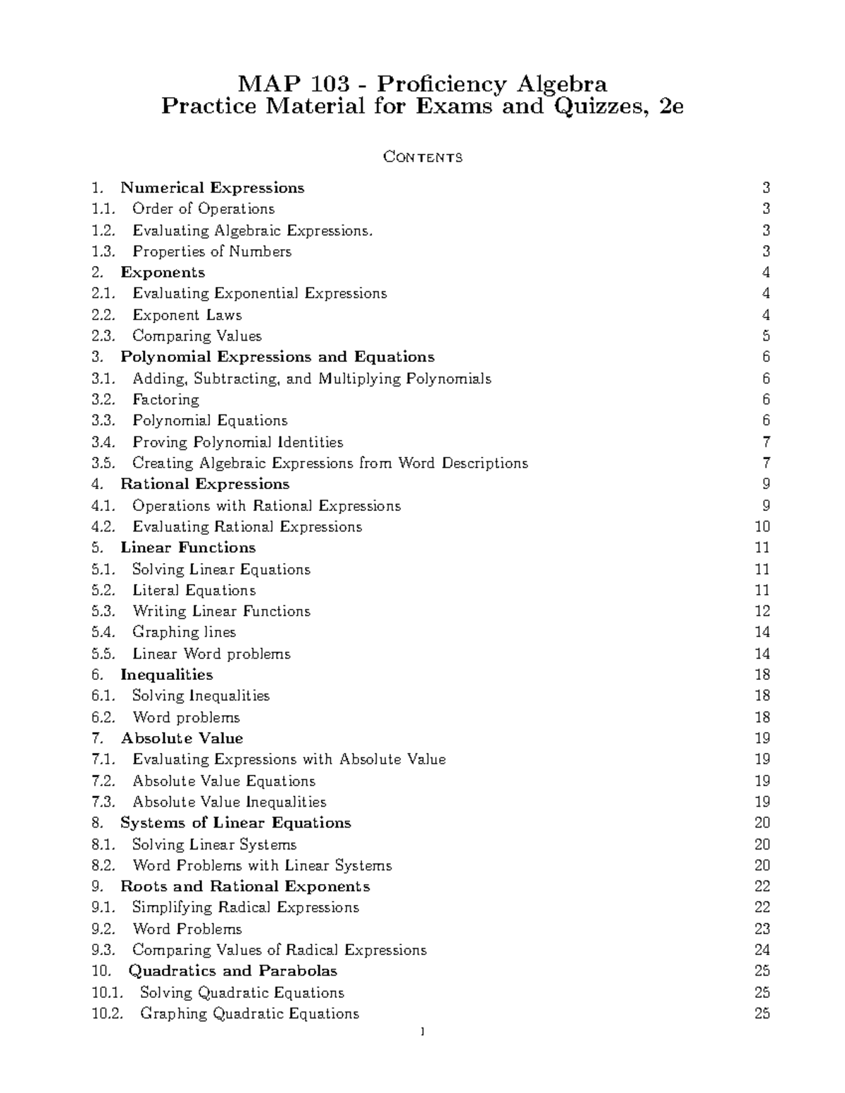 MAP 103 - Proficiency Algebra Exam & Quiz Practice Material - Studocu
