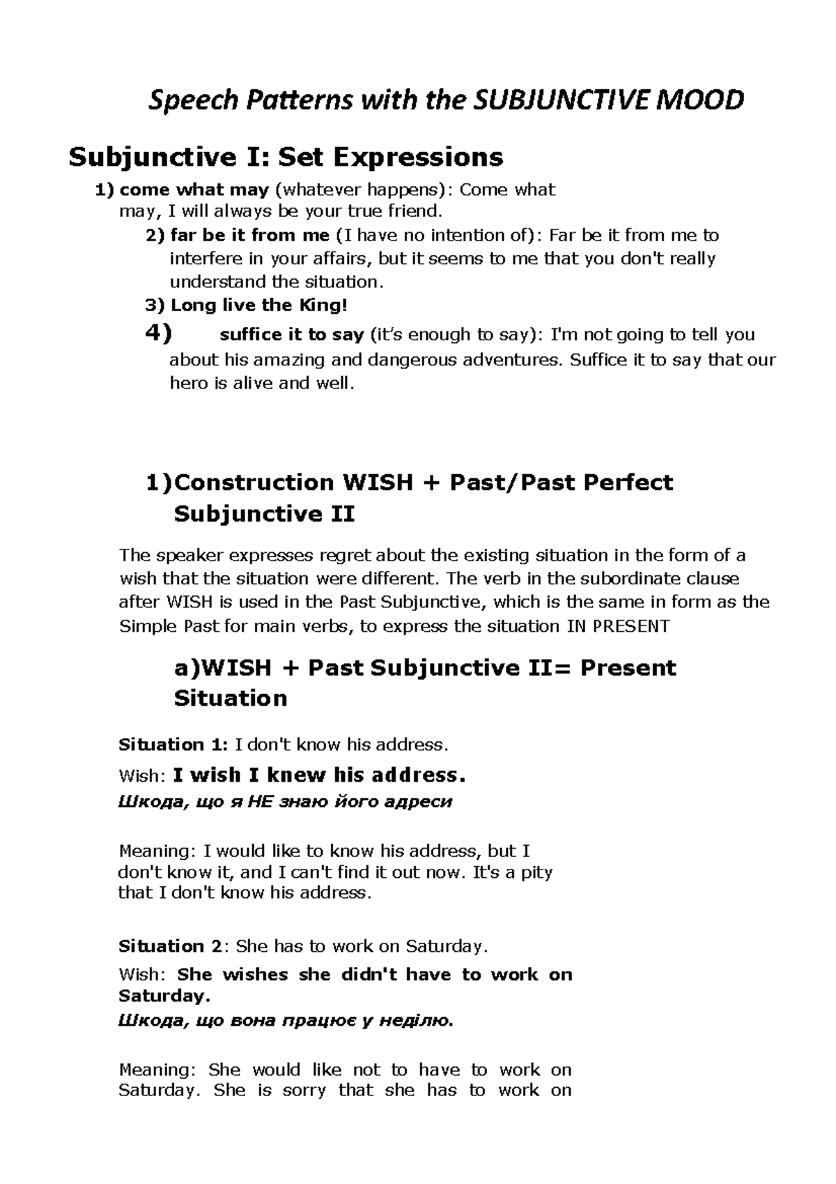 3 Key Speech Patterns in the Subjunctive Mood Explained - Studocu