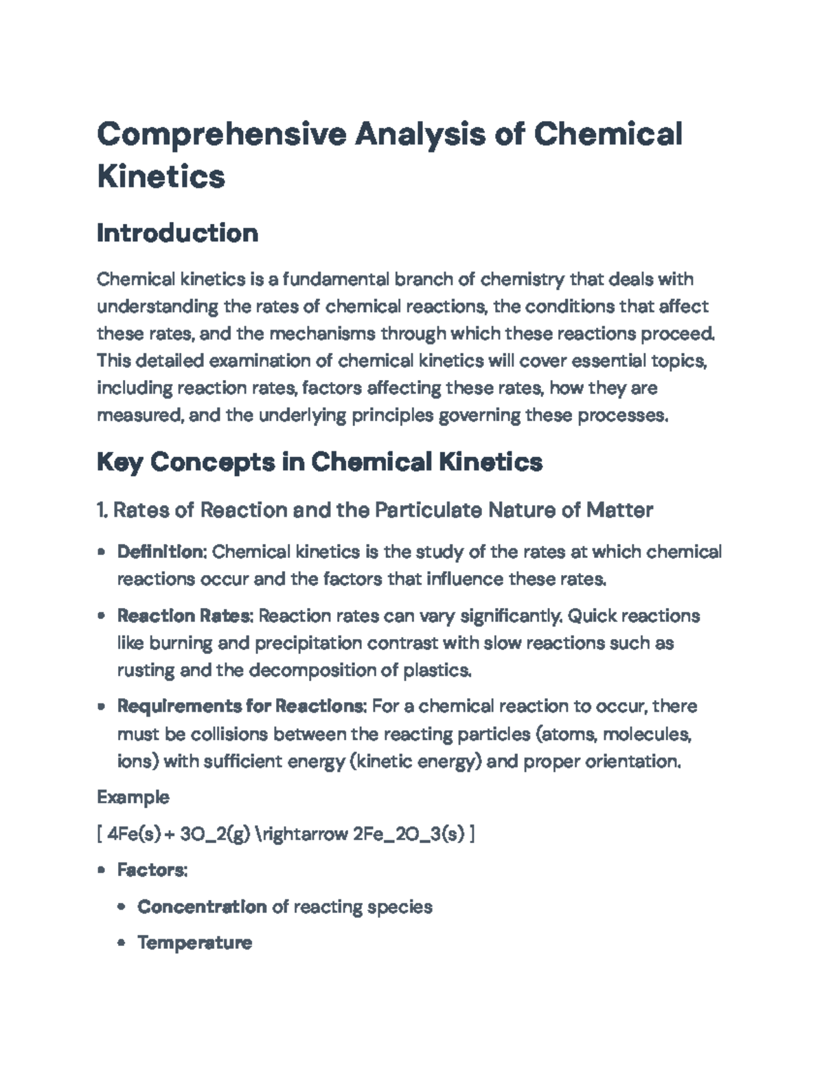 Chemical Kinetics: Understanding Reaction Rates and Influencing Factors ...
